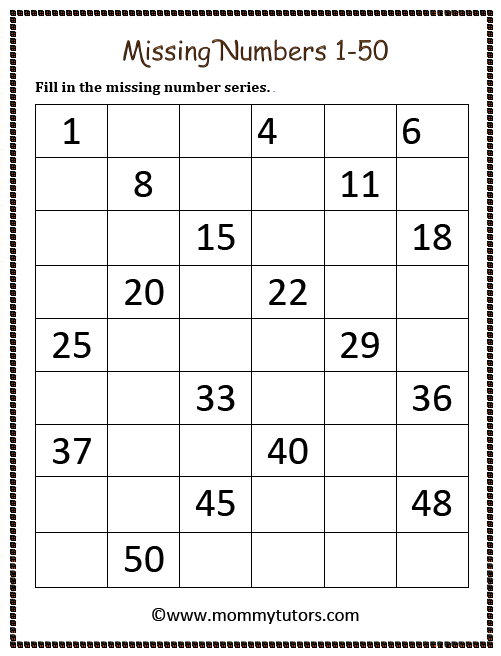 Missing Numbers/ Complete the Series - MommyTutors